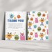 Monster Birthday Thank You Card, Little Monster Party Thank You Note ...