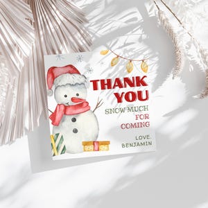 Editable Snowman Birthday Favor Tags, Christmas Party Gift Tags, Winter ...