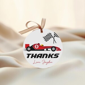 Race Car Birthday Favor Tags, Racing Car Gift Tags, Race on Over, Boy Birthday, 2x2, Instant ...
