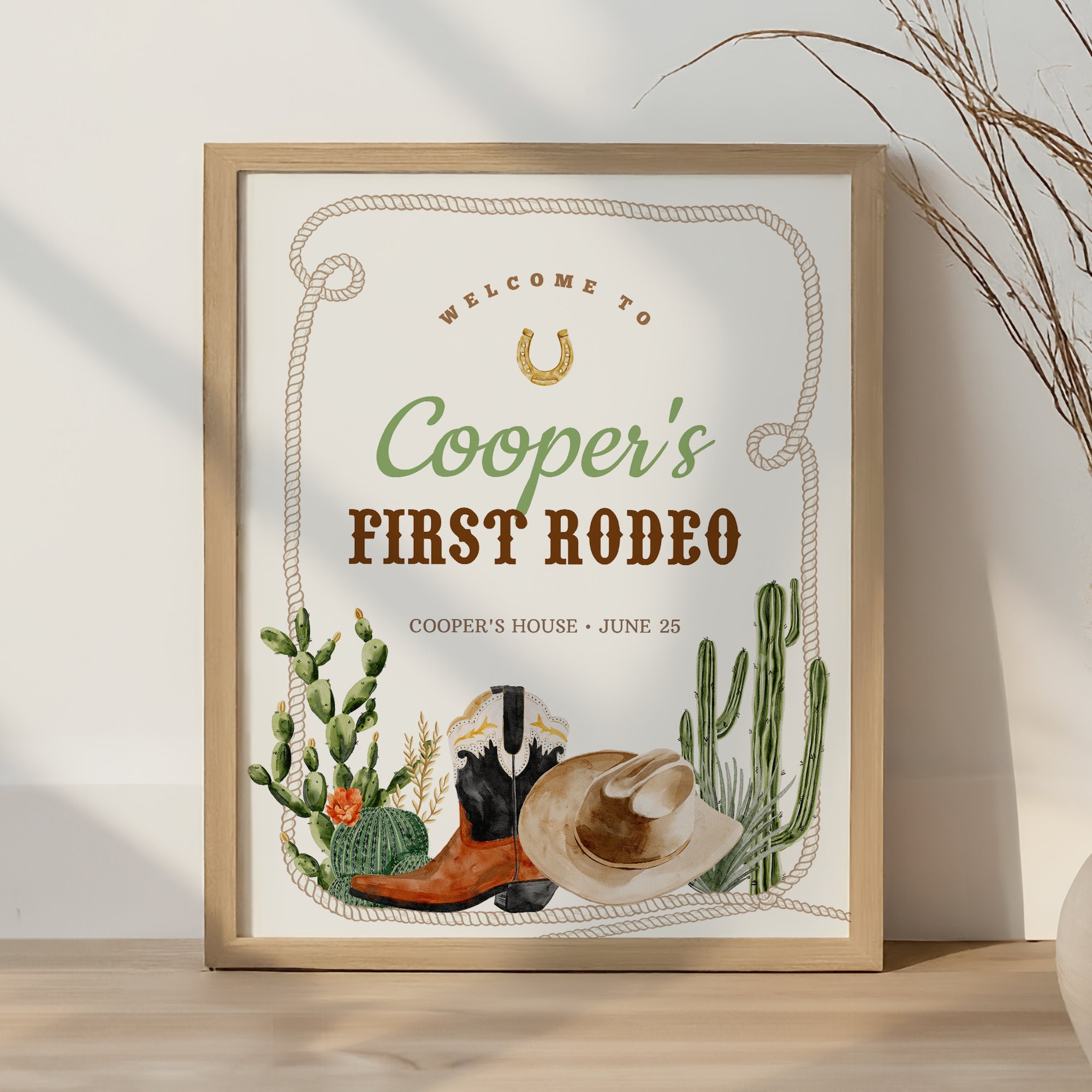 Editable My First Rodeo Birthday Welcome Sign, Cowboy Party Welcome ...