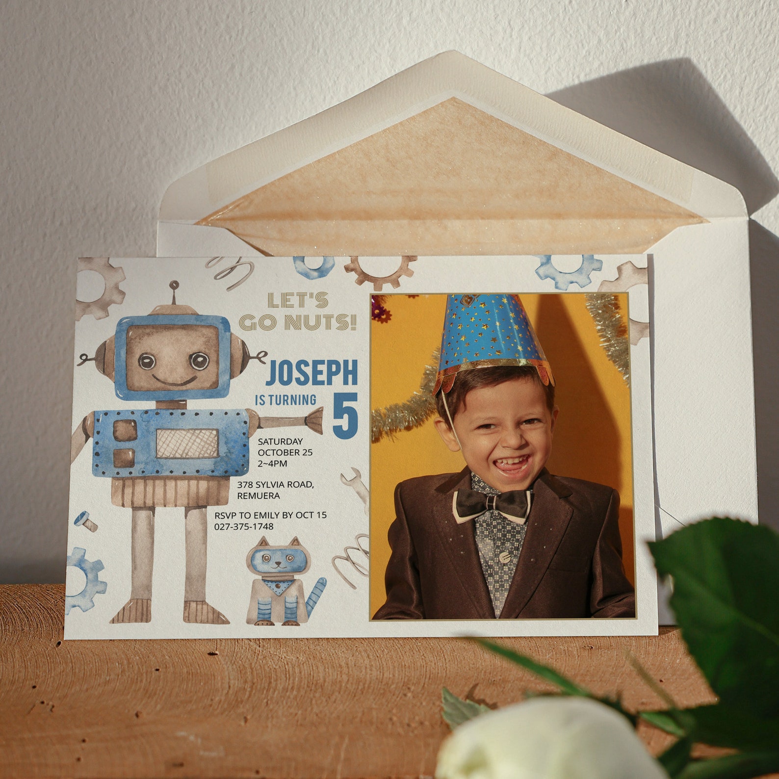 Editable Robot Birthday Invitation With Photo Robot Photo - Etsy