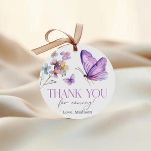 Butterfly Birthday Favor Tags, Purple Butterfly Gift Tags, Girl ...