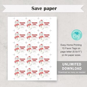 Editable Snowman Birthday Favor Tags, Christmas Party Gift Tags, Winter ...