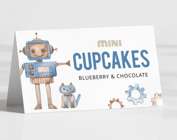 Robot Buffet Card Template, INSTANT DOWNLOAD, Printable Robot Food ...