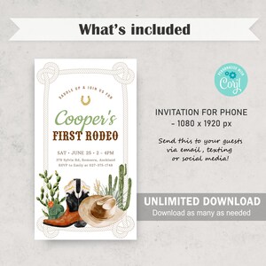 Editable My First Rodeo Birthday E-invitation, Wild West Party ...