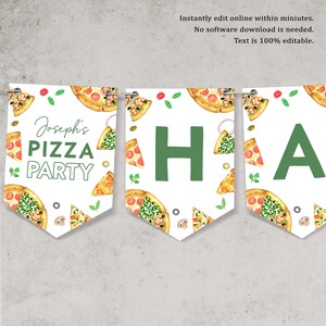 Pizza Party Happy Birthday Banner, Pizza Making Birthday Bunting Banner ...