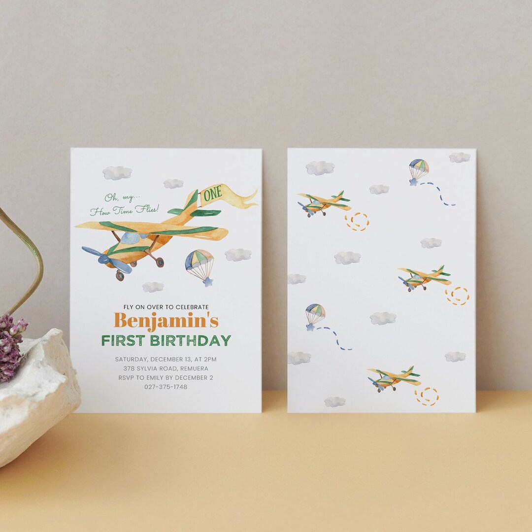 Editable Airplane Birthday Invitation Airplane 1st Birthday - Etsy
