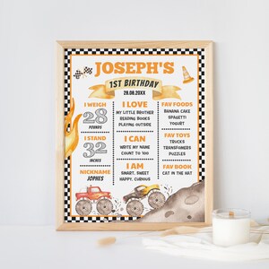 Editable Monster Truck Birthday Milestone Sign, Truck Party Milestone ...