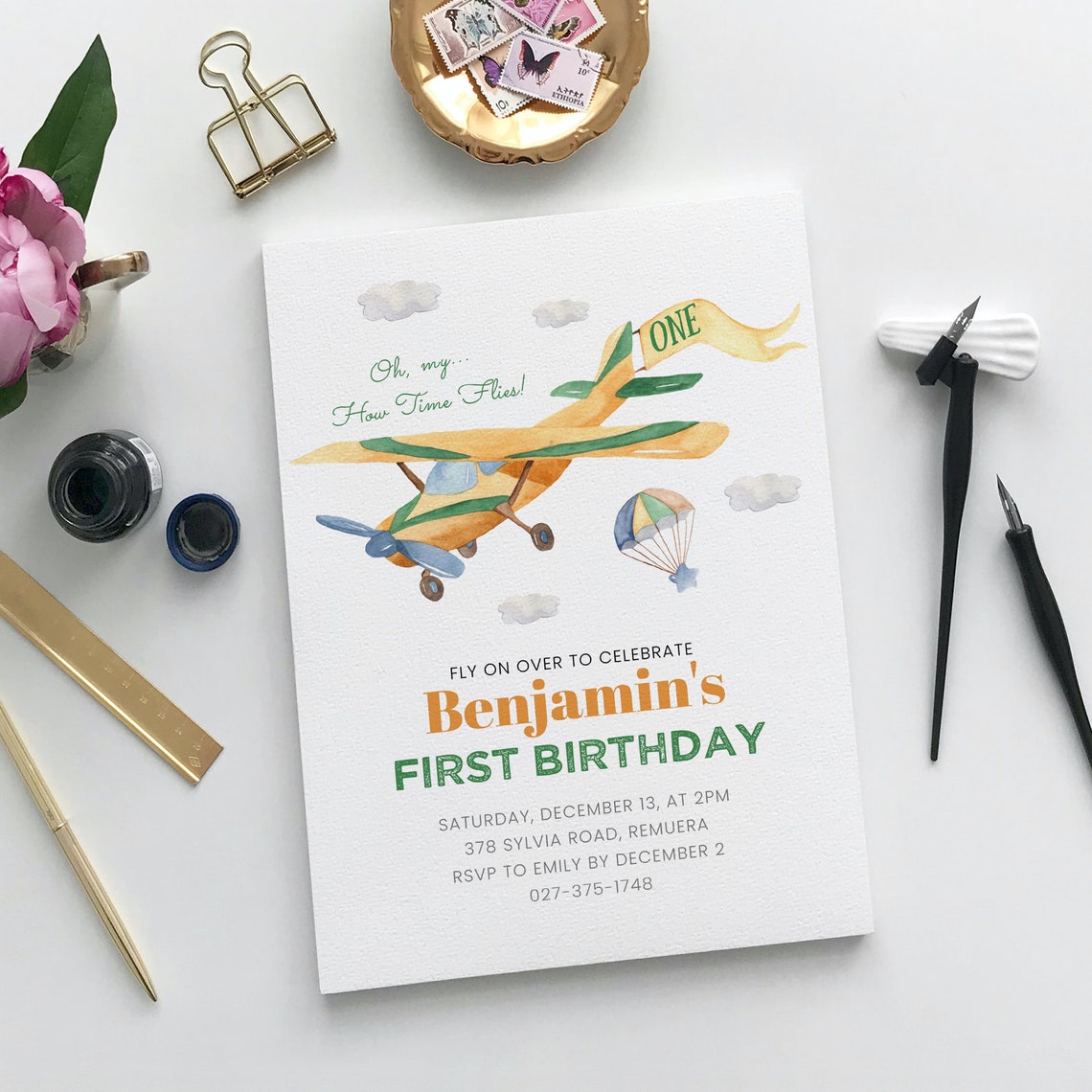 Editable Airplane Birthday Invitation Airplane 1st Birthday - Etsy
