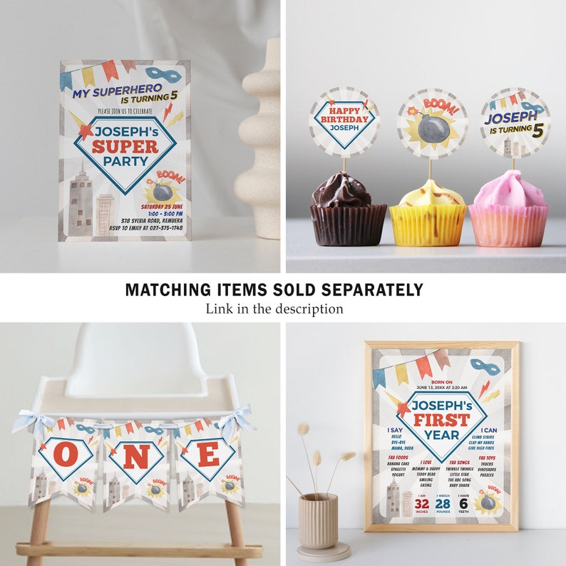 Editable Superhero 1st Birthday Bundle Superhero Party - Etsy