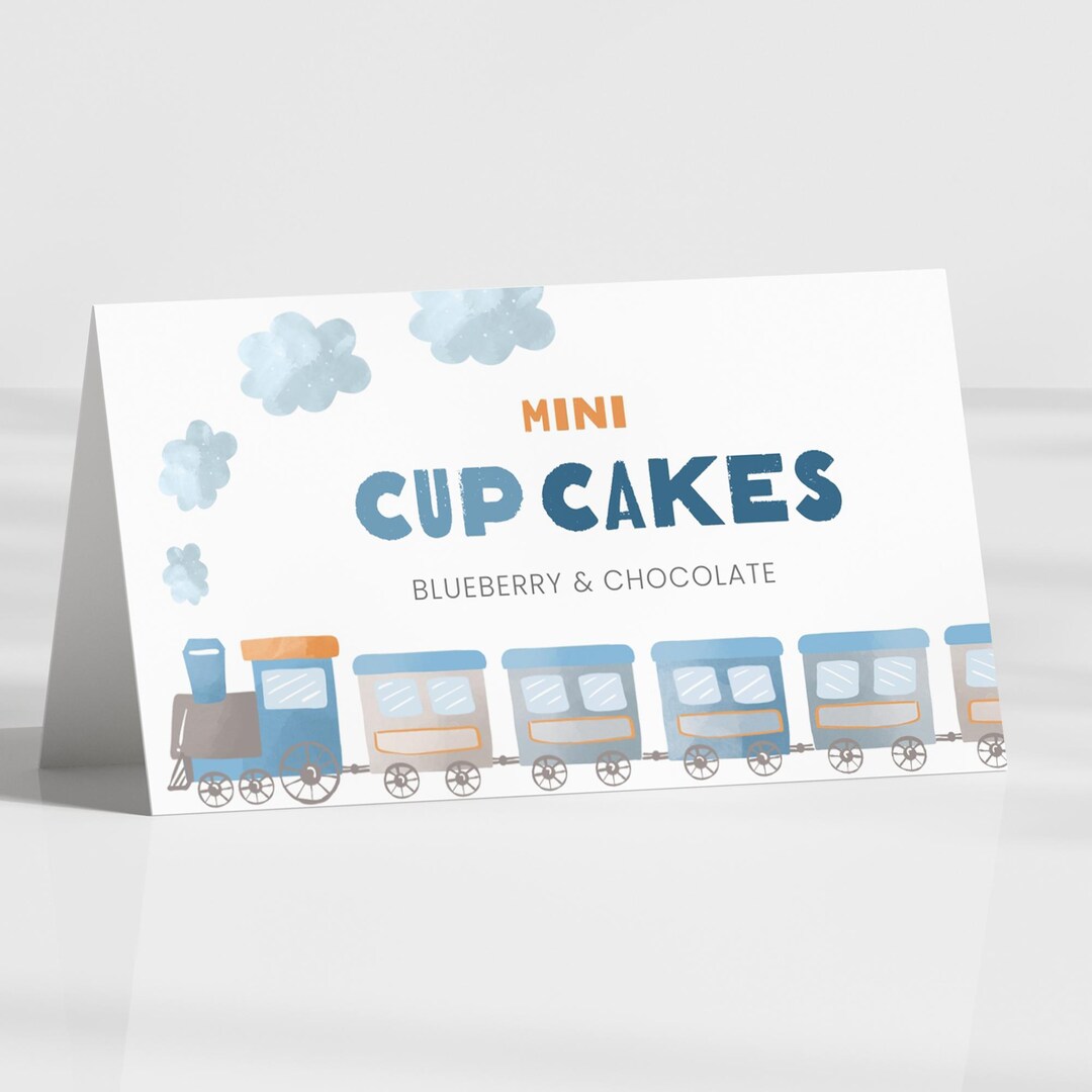 Editable Train Birthday Food Label, Choo Choo Train Party Folded Card ...