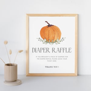 Pumpkin Baby Shower Diaper Raffle Sign & Matching Ticket - Etsy