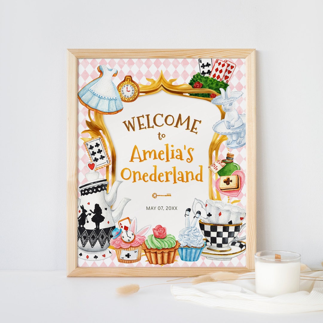 Editable Alice in Wonderland Birthday Welcome Sign Magical - Etsy