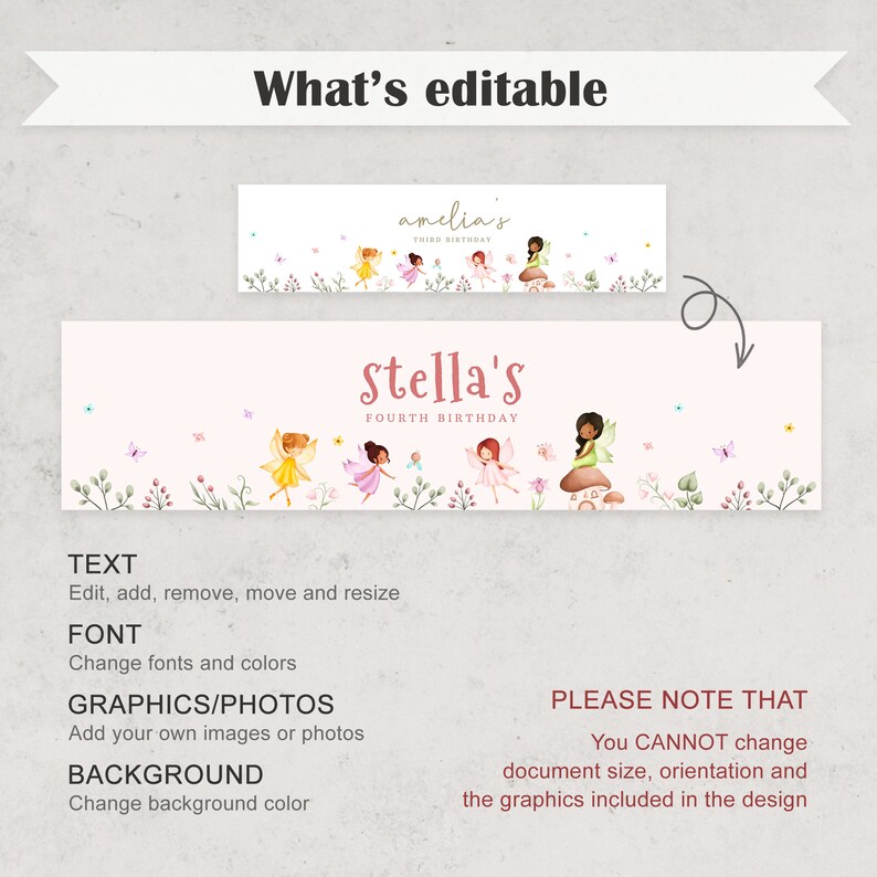 Editable Fairy Birthday Water Bottle Label, Magical Fairy Garden, Girl ...