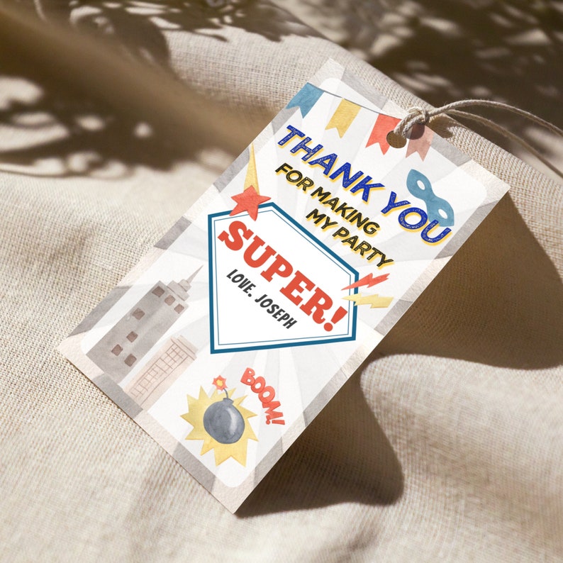 Editable Superhero Birthday Favor Tags Superhero Party Thank - Etsy