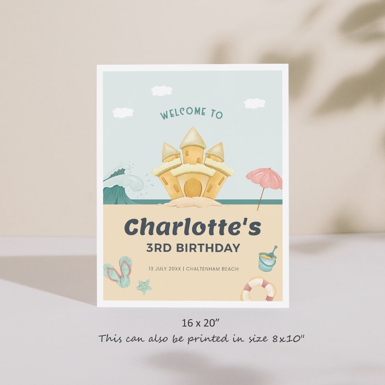 Editable Beach Birthday Welcome Sign Modern Welcome Sign - Etsy