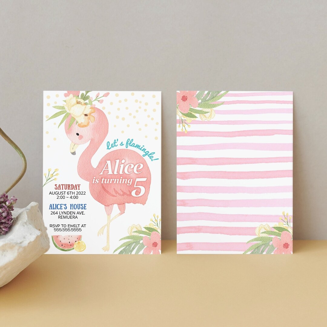 Editable Flamingo Party Invitation, Flamingo Birthday Invite, Let's ...