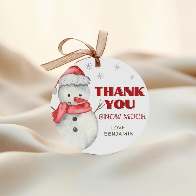 Editable Snowman Birthday Favor Tags, Christmas Party Gift Tags, Winter ...