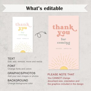 Editable Sunshine Birthday Favor Tags, Boho Sun Gift Tags, First Trip ...