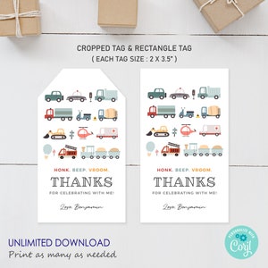 Editable Transportation Birthday Favor Tags, Minimalist Transportation ...