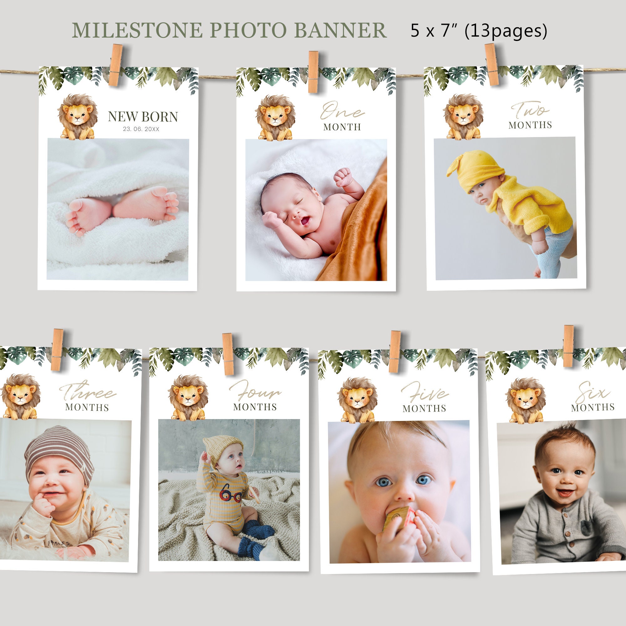 Editable Lion 1st Birthday Bundle, Lion Party Collection, Wild One ...