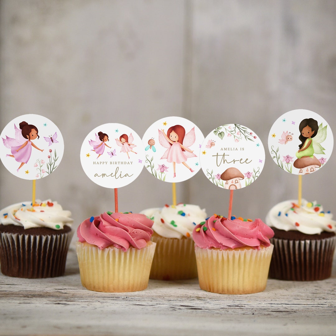 Editable Fairy Birthday Cupcake Toppers, Magical Fairy Birthday ...