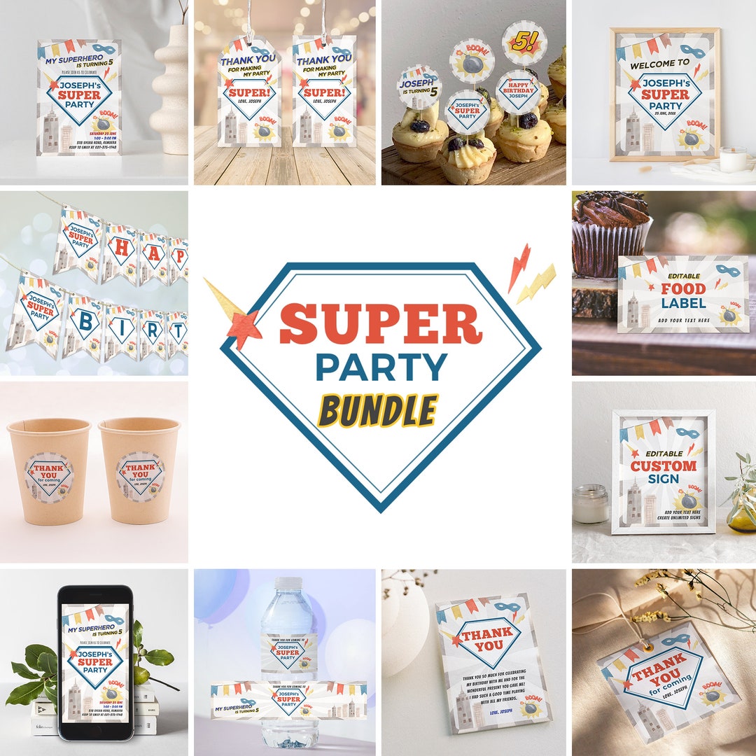 Editable Superhero Birthday Bundle, Superhero Party Collection ...