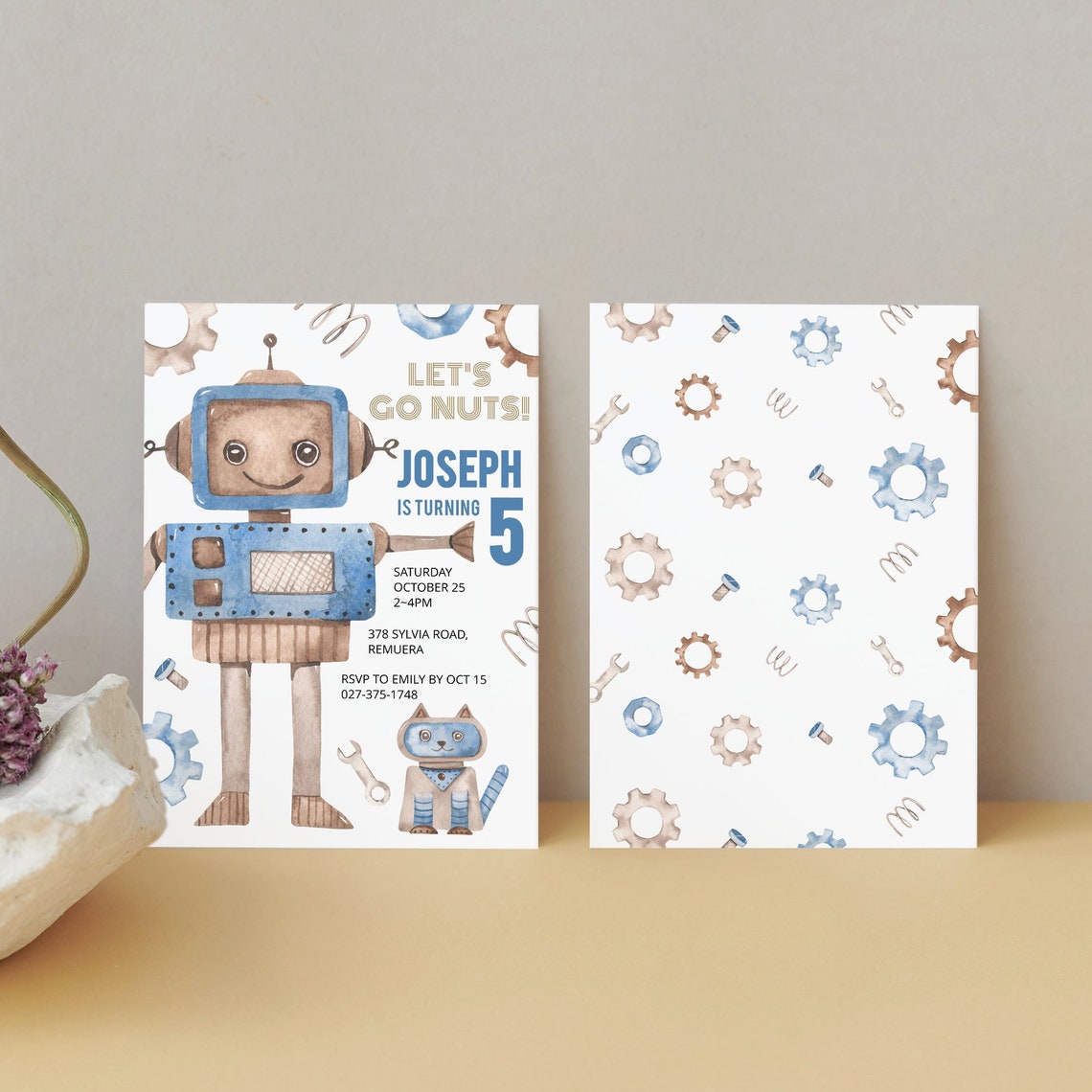 Editable Robot Party Invitation Robot Birthday Invite Kids - Etsy