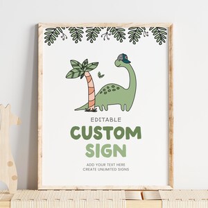 Dinosaur Birthday Party Custom Sign, Dinosaur Party Table Sign ...
