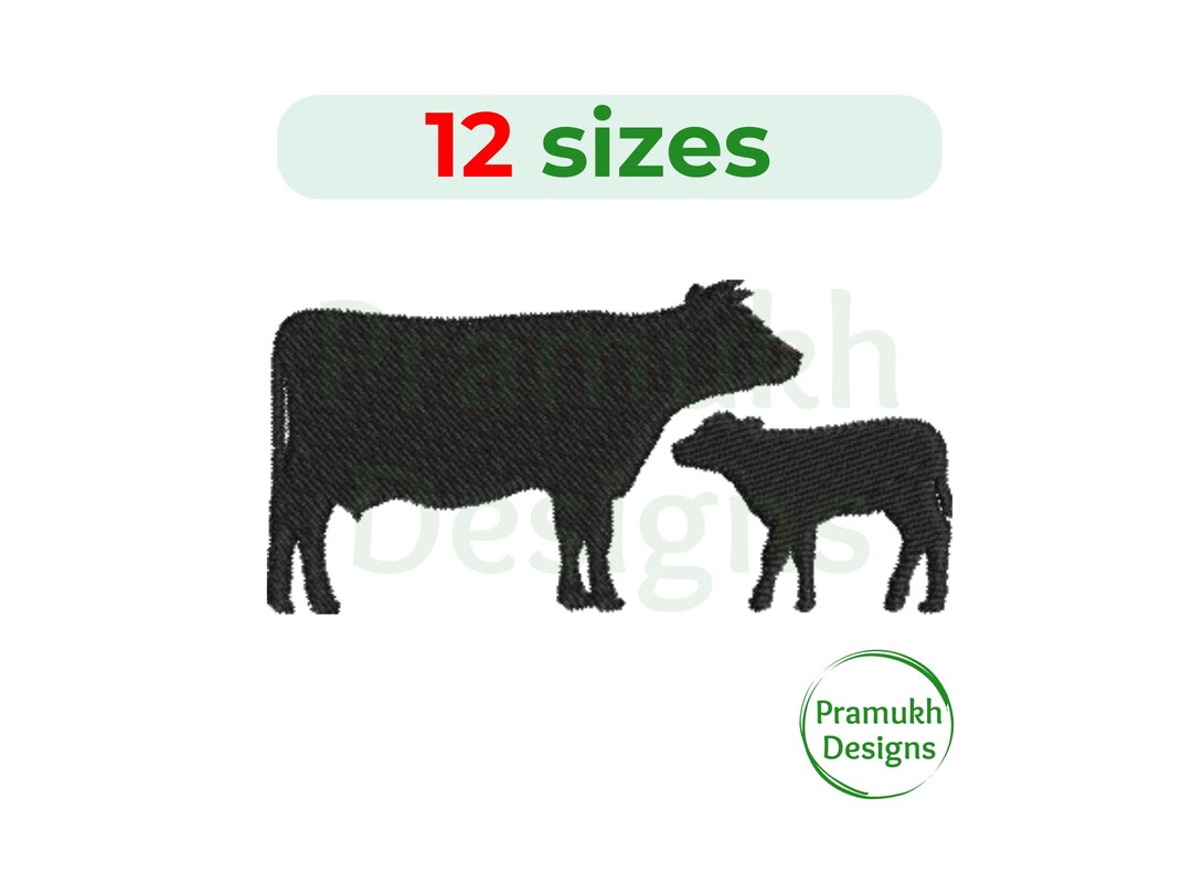 Cow and Calf Embroidery Design. Cow and Calf Mini. Cow and Calf ...