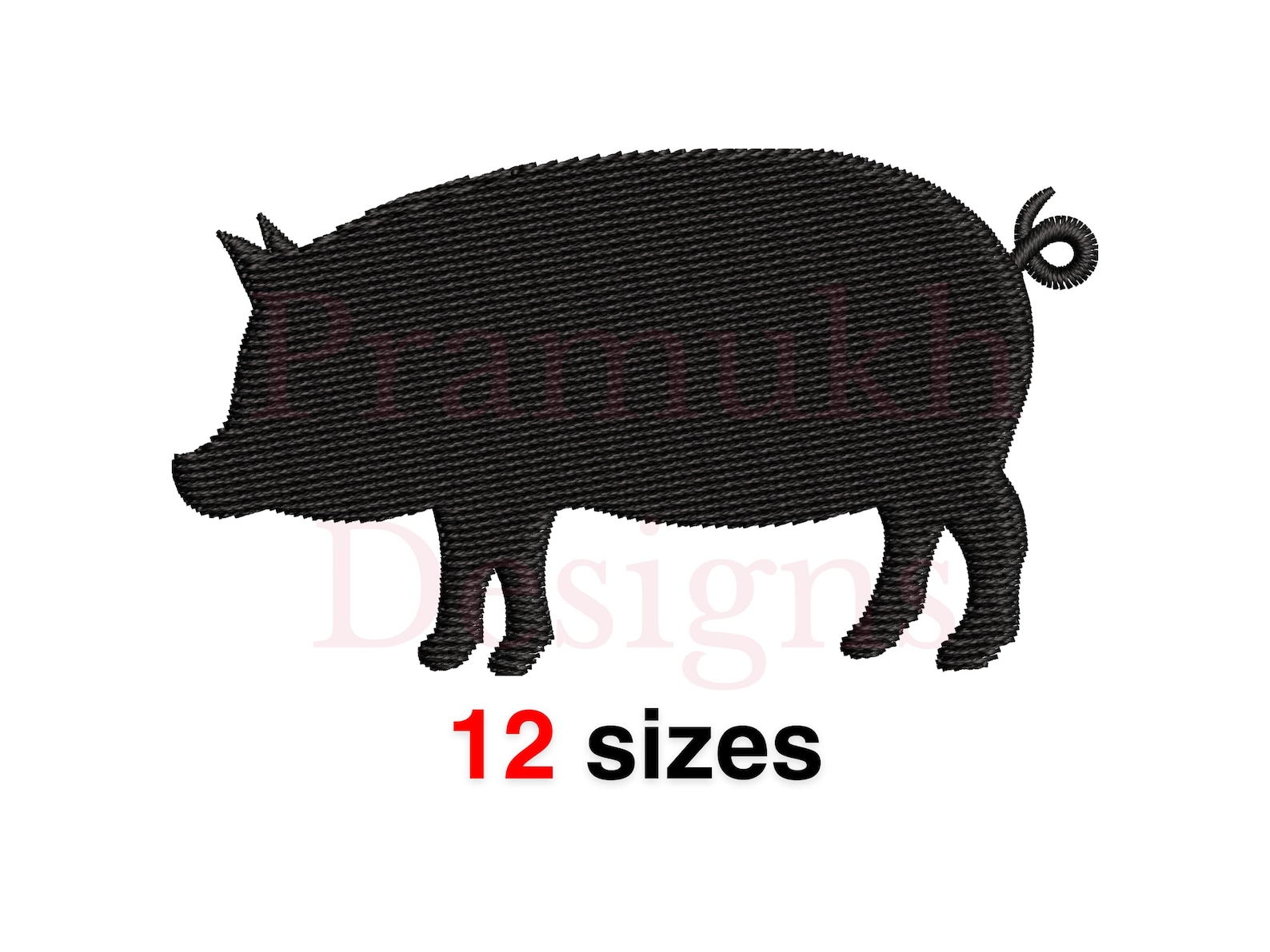 Pig Embroidery Design. Pig Silhouette. Mini Pig. Pig Design. Farm ...