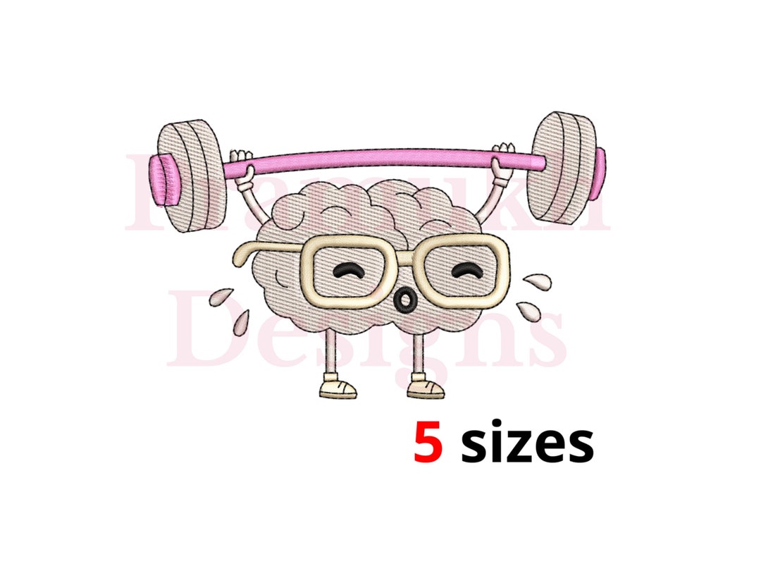 Brain Embroidery Design-machine Embroidery Pattern-brain Lifting Weight ...