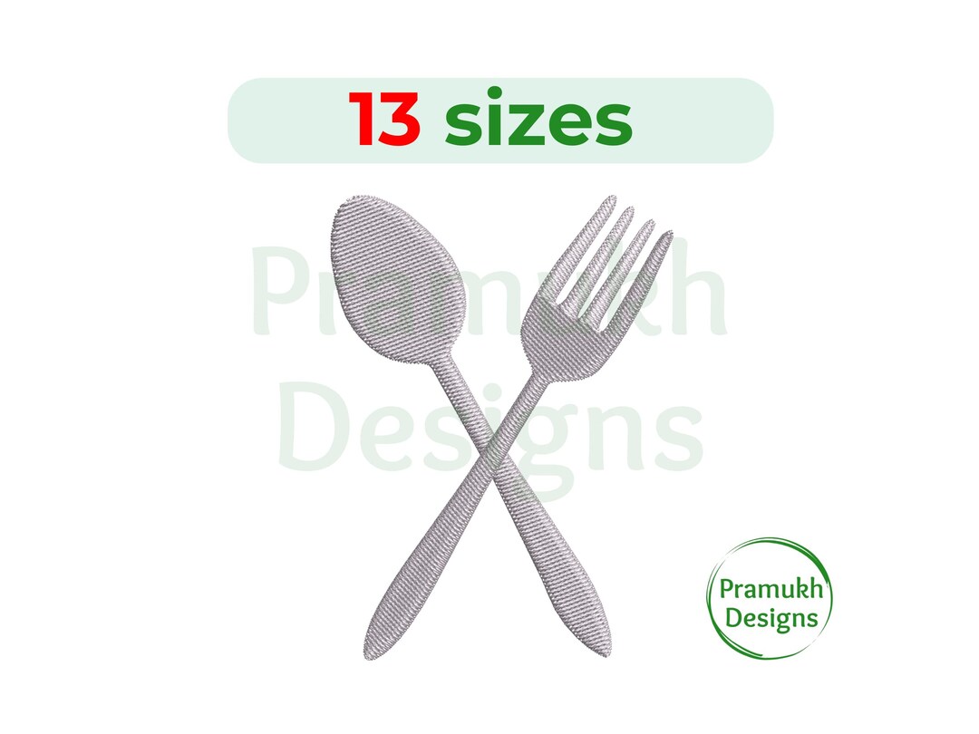 Fork and Spoon Embroidery Design. Mini Cutlery Design. Cutlery ...