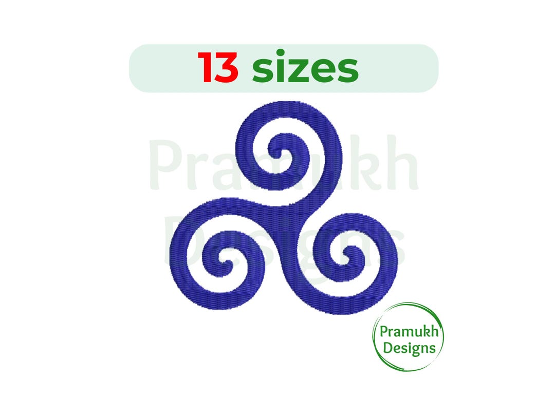 Triskele Symbol Embroidery Design (3–7.5 Inch) – Mini Triskele ...