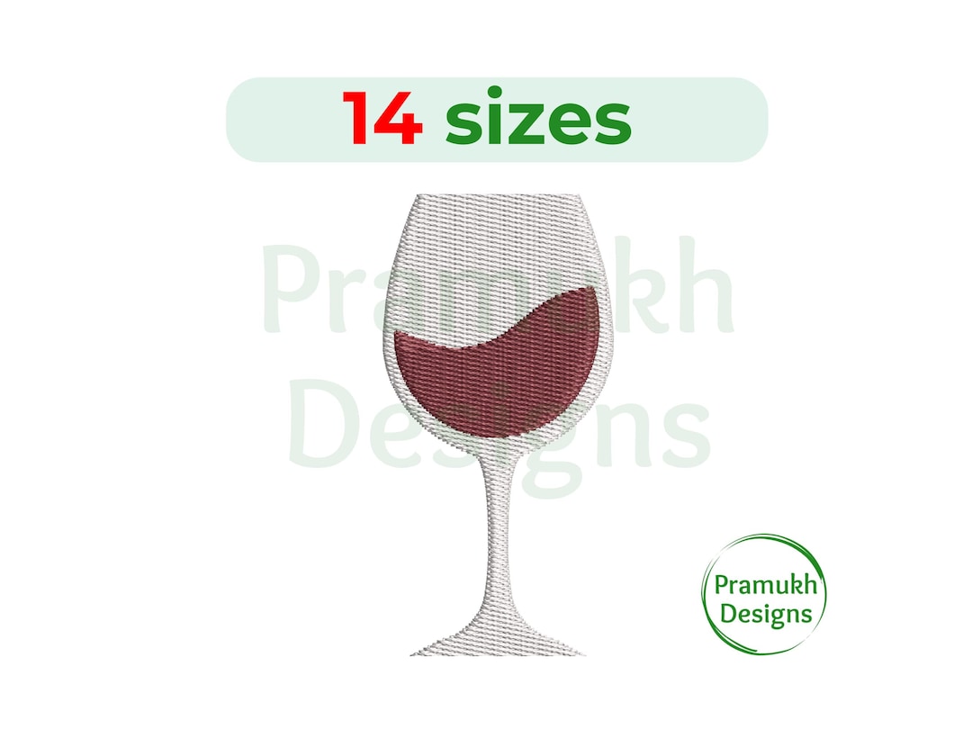 Wine Glass Embroidery Design (1–7.5 Inch) – Mini Wine Glass, Filled ...