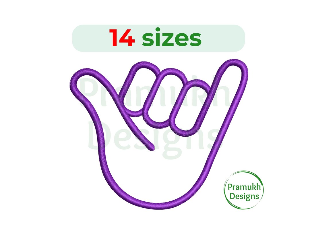 Shaka Hand Embroidery Design. Surf Hand Design. Machine Embroidery ...