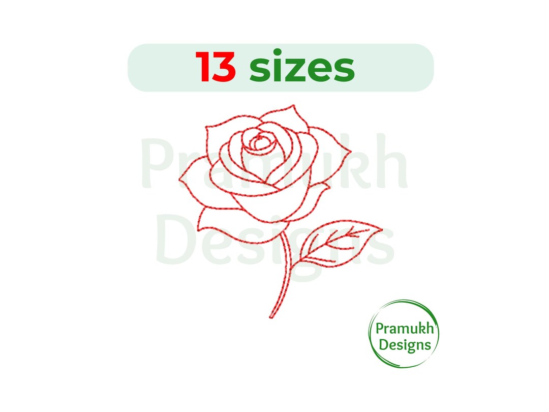 Rose Outline Embroidery Design (1.5–7.5 Inch) – Mini Rose, Silhouette ...