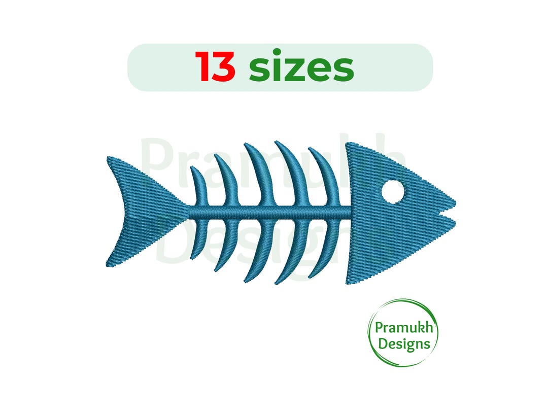 Fish Bone Embroidery Design. Fish Bone Mini Design. Fish Bone ...