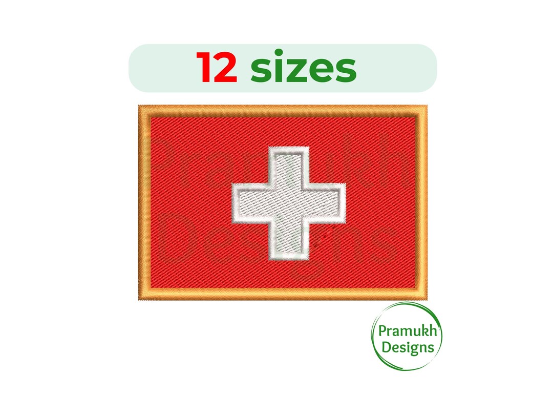 Switzerland Flag Embroidery Design (2–7.5 Inch) – Mini Switzerland ...