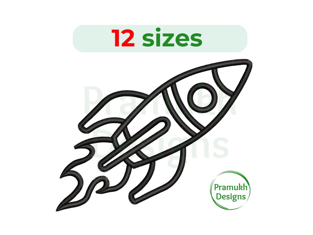 Rocket Embroidery Design. Rocket Silhouette. Rocket Design. Mini Rocket ...