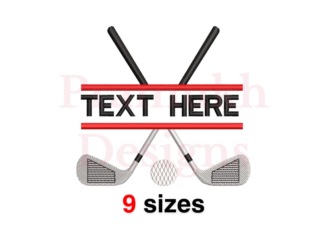 Split Golf Club Embroidery Design. Golf Embroidery Design. Crossed Golf Club Pattern. Golf ...