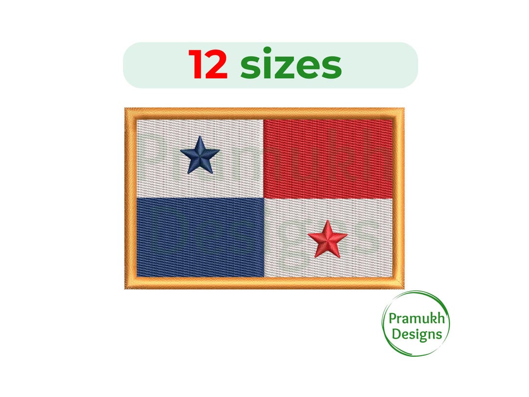 Panama Flag Embroidery Design. Small Flag Embroidery. Panama Embroidery. Panamanian Flag Patch ...