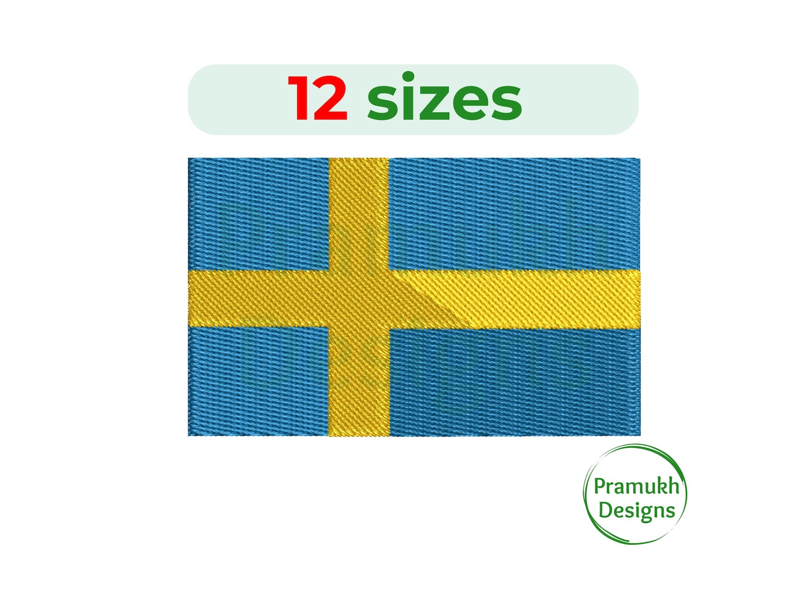 Sweden Flag Embroidery Design (2–7.5 Inch) – Mini Swedish Flag, Machine ...