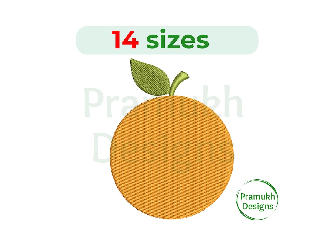 Orange Embroidery Design (1–7.5 Inch) – Mini Orange, Fruit Silhouette ...