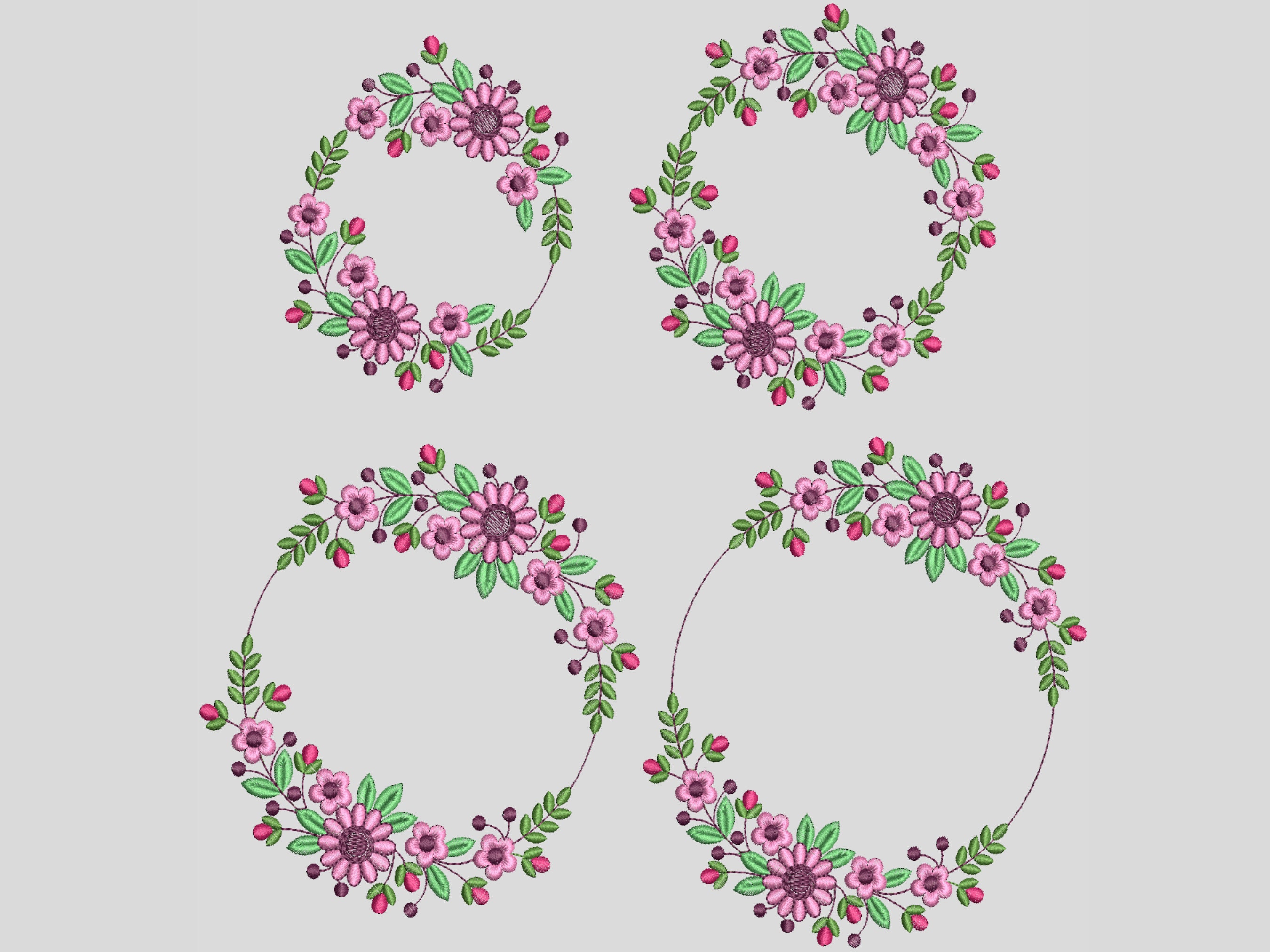 Flower Frame Embroidery Design in 4 Sizes flower Wreath - Etsy