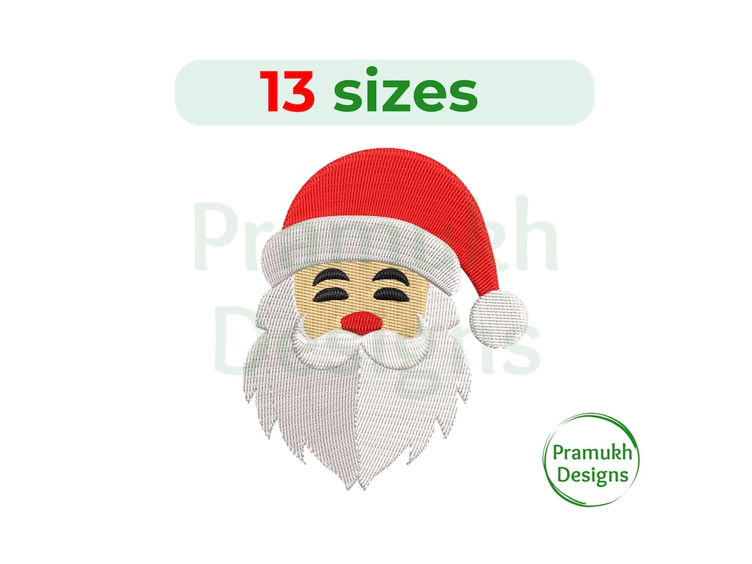 Santa Face Embroidery Design. Santa Claus Embroidery. Mini Santa Claus ...