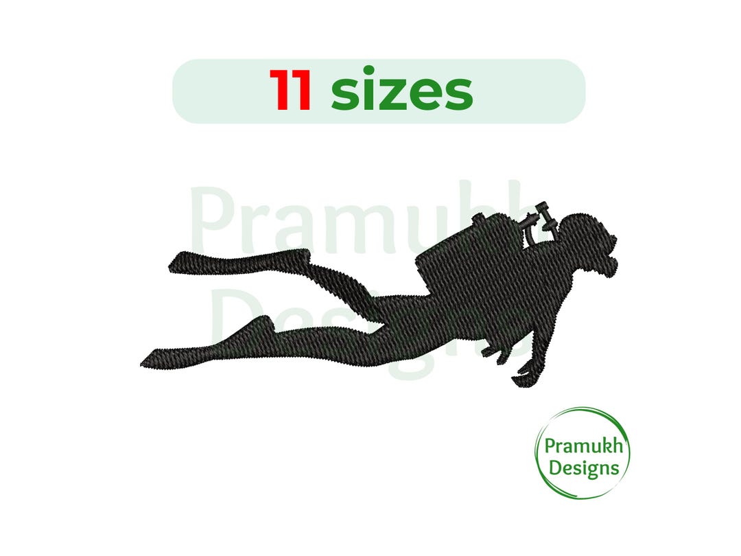 Scuba Diver Embroidery Design. Diver Embroidery Design. Machine ...
