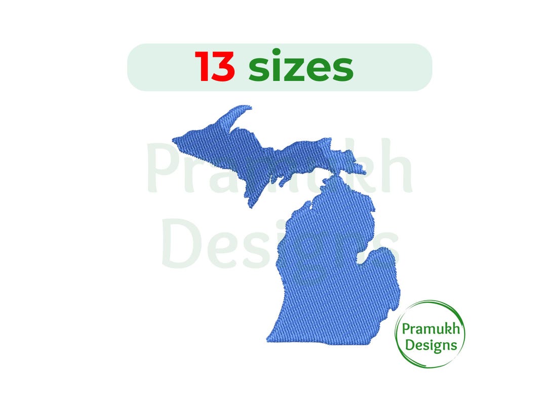 Michigan Embroidery Design (1.5–7.5 Inch) – Mini Michigan, Machine ...