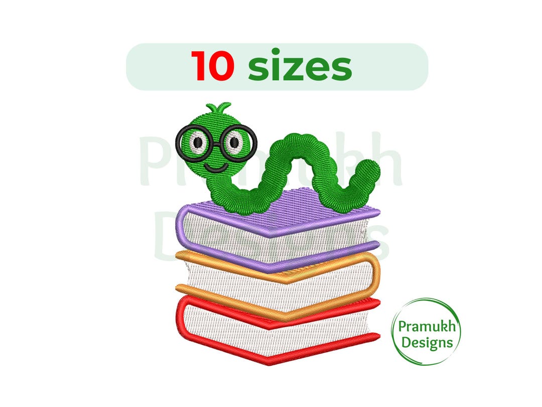 Bookworm Embroidery Design. Bookworm Silhouette. Bookworm Mini ...