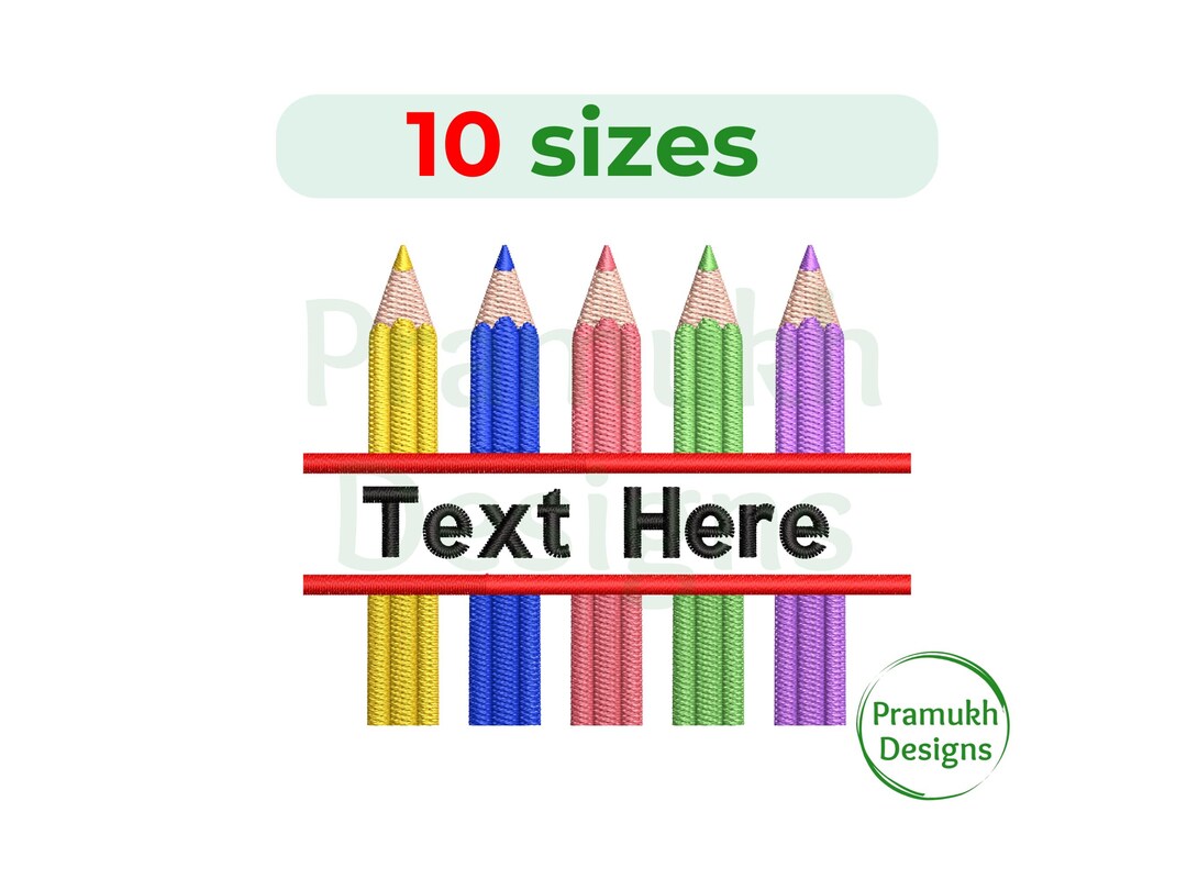 Split Colored Pencils Embroidery Design (3–7.5 Inch) – Mini Pencil ...